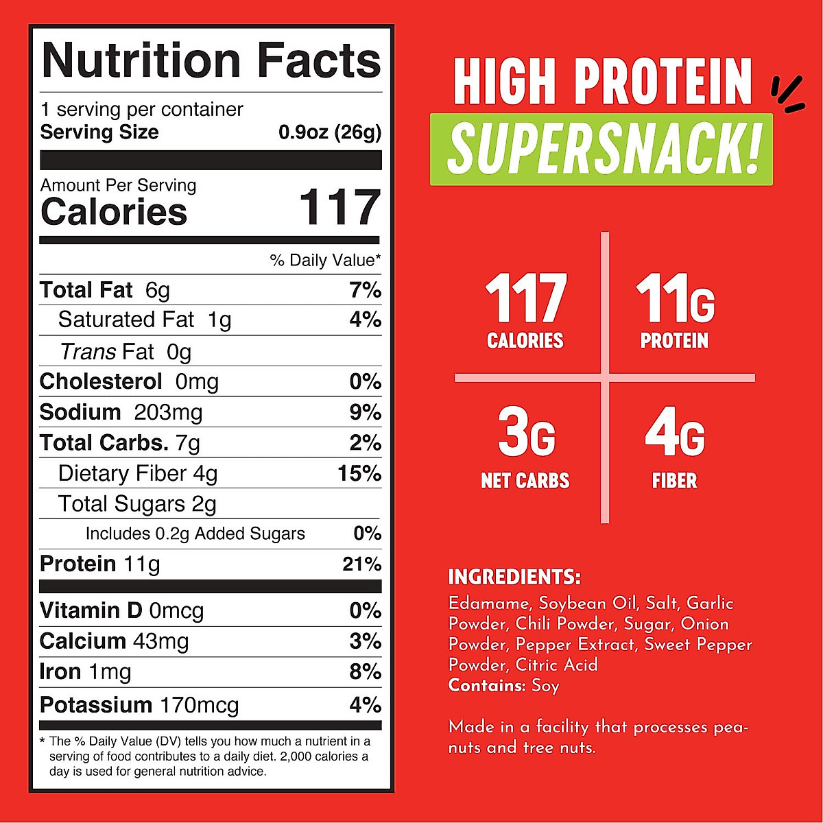 The Only Bean Crunchy Roasted Edamame Snacks Pack (Sriracha), Protien Keto Food, Gluten Free, Asian Chinese Korean Japanese Snacks, Hot Spicy Snack Low 100 Calorie, 0.9oz 10 Pack