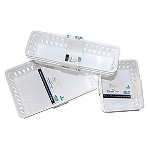 FriendShip Shop Brand Plastic Storage Trays Baskets Organization Bundle, 3 Sizes. Pack of 2, White