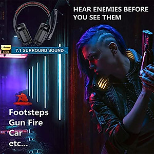 PC Gaming Headset with Mic Over Ear Headphones with Noise Cancelling Mic and Soft Earmuffs Led Light, Stereo Bass Sound, Video Game Headphones for Computer, Laptops, Notebook,Tablet(GM876-A,Blk))