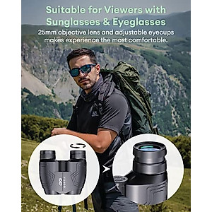 New 2023 12x25 Compact Binoculars for Adults Kids with Low Light Night Vision - Waterproof Easy Focus Binoculars for Hunting Bird Watching Outdoor Travel Sport Games - Large Eyepiece
