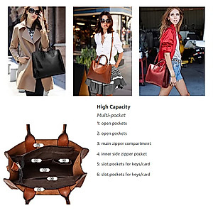 ZOSIVEB Women Fashion Tote Handbags Lightweight PU Leather Satchel Shoulder Bags Retro Oil Wax Handle Purse（Brown）