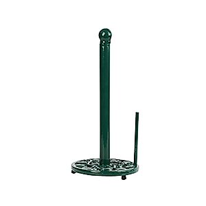 MINLUFUL Cast Iron Paper Towel Holder, Vintage Chic Pumpkin Pattern Weighted Base Roll Paper Towel Holder Stand for Kitchen Bathroom Countertops, Green