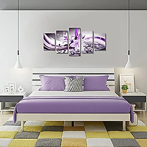 YongArt Abstract Light Purple Flower Poster - Blush Purple Floral Canvas Wall Art Over Bed Painting Wall Decor, Bedroom Wall Decor, Orchid Picture Artwork, Office Decor Art Picture (F,40x20inch)