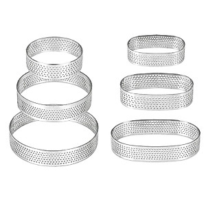 WSNM Steel Perforated Tart Rings,Heat-Resistant Porous Cake Mousse Molds,Non-Stick Bottom Tower Pie Cake Rings