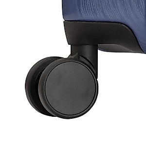 U.S. Traveler Boren Polycarbonate Hardside Rugged Travel Suitcase Luggage with 8 Spinner Wheels, Aluminum Handle, Navy, 3-Piece Set, USB Port in Carry-On