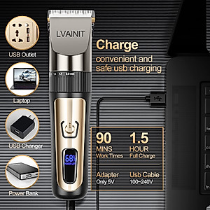 LVAINIT Hair Clippers for Men, Cordless LCD Rechargeable Hair Trimmer Beard Trimmer for Men, Men's Grooming Kit for Hair, Face, Beard, Professional Electric Barber Clippers