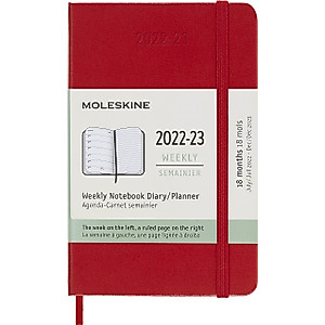 Moleskine Classic 18 Month 2022-2023 Weekly Planner, Hard Cover, Pocket (3.5" x 5.5"), Scarlet Red