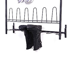 MyGift Black Metal Wall Mounted Boots and Shoe Rack, 18 Pair Entryway Shoe Storage Organizer Stand & Wall Mounted Black Metal 36 Hook Shoe Rack / 18 Pair Entryway Shoe Storage Organizer Stand