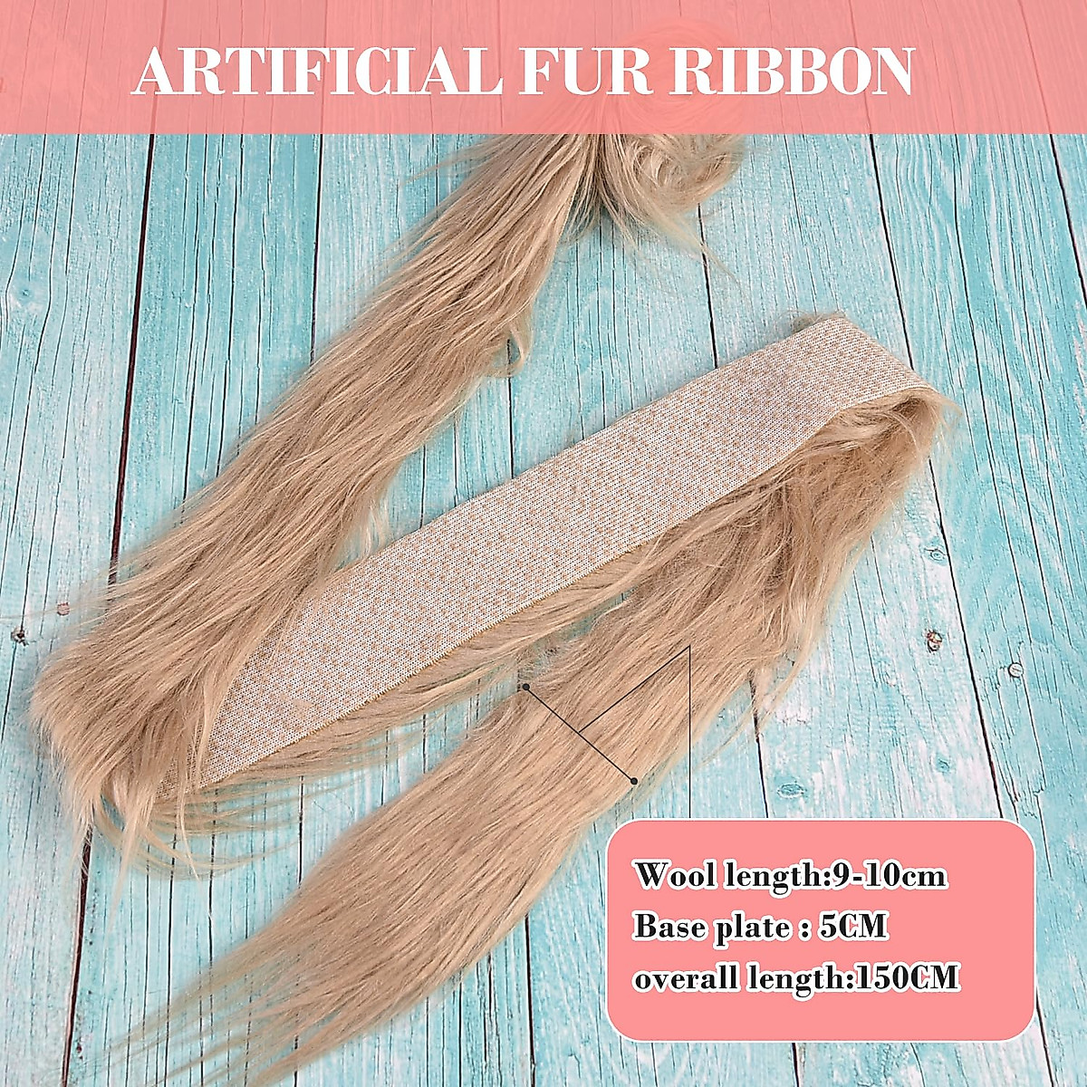 4PCS Faux Fur Ribbon 2"x60" Faux Fur Fabric Pre Cut Rolls Soft Christmas Fluffy Craft Fur Plush Patch Sewing Fur Cuts Furry Patch Ribbon for Cosplay Costume DIY Craft Gnomes Beard Dwarf Decoration