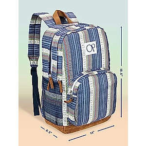 Ocean Pacific La Playa Canvas Backpack for Travel, Sports, Beach, Work, Casual Daypack for Men Women Fits 15.6 Inch Laptop (Navy)