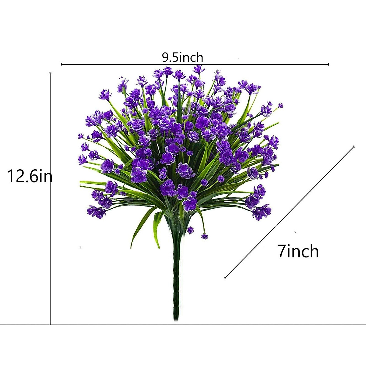 Molioon 8 Bundles Artificial Flowers Outdoor UV Resistant No Fade Faux Plastic Plants Fake Shruns for Garden Porch Home Wedding Window Decor (Purple-1)