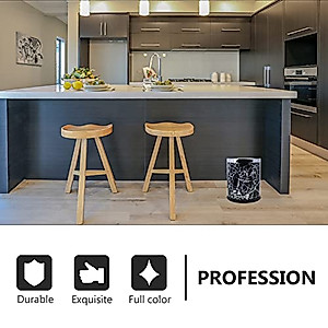 CLISPEED Automotive Garbage Cans Round Marble Trash Can Garbage Container Bin Recycle Trash Can Open Office Wastebasket Double Layer Garbage Can for KTV Bar Bathroom Black Car Trash Cans