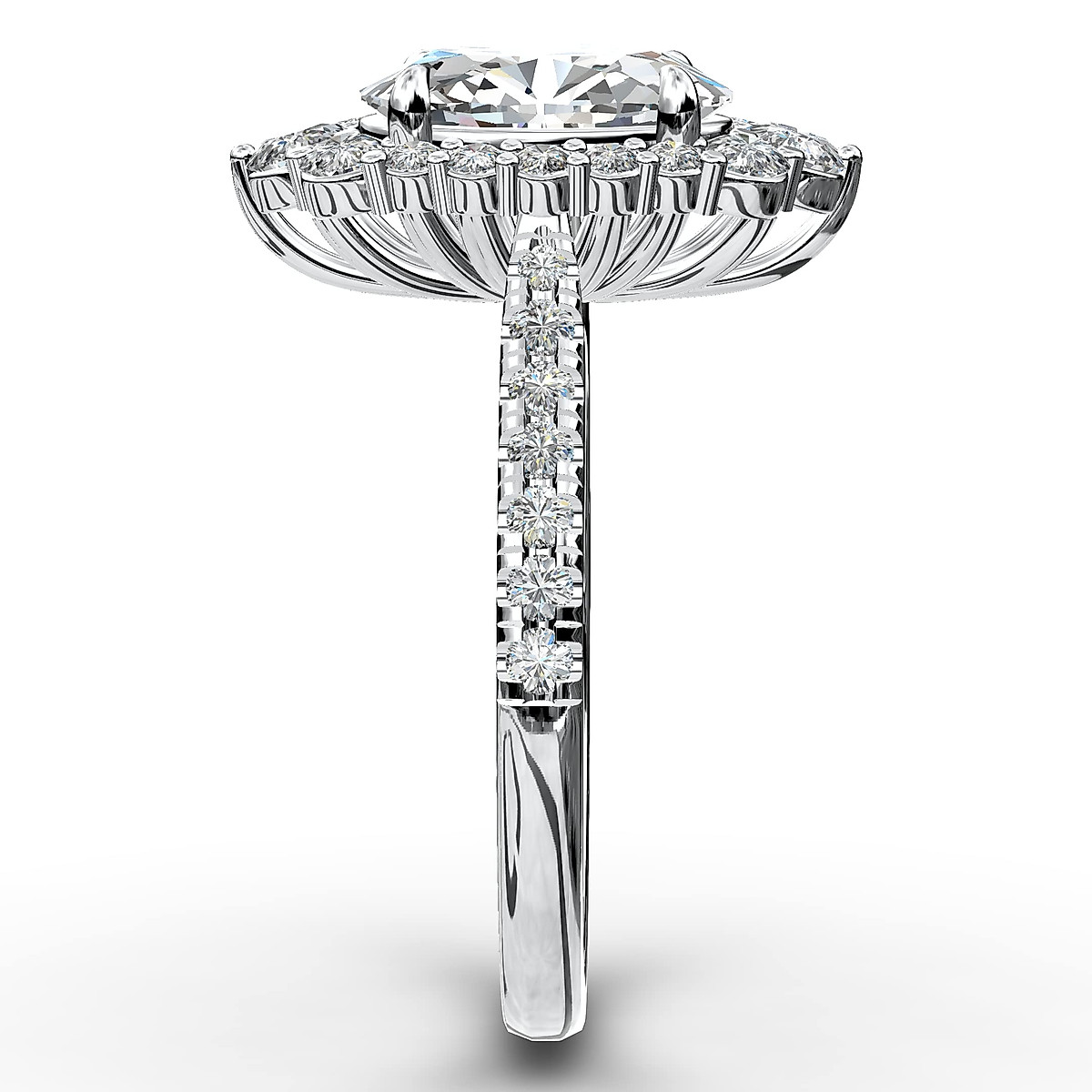 3.83ct Engagement Rings for Women, DF Color VVS Oval Cut Moissanite Halo Rings Sterling Silver with 18K White Gold Plated Marquise Shape Wedding Rings (10)