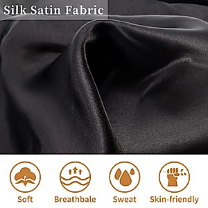 LIIBOT Long Silk-Satin Bonnet for Women - 2 PCS Large Night Cap for Curly Dreadlock Braid Hair (Black & Blue)