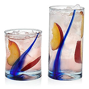 Libbey Blue Ribbon Impressions 16-Piece Tumbler and Rocks Glass Set