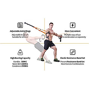 Moulyan Bodyweight Resistance Training Straps Complete Home Gym Fitness Trainer kit for Full-Body Workout Easy Setup Gym Home Outdoors