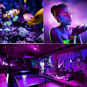 LED Black Lights Bulb, 9W A19 Led Bulb (75Watt Equivalent), UVA Level 380-400nm, E26 Medium Base 120V, Glow in The Dark for Blacklights Party, Body Paint, Fluorescent Poster- 4 Pack