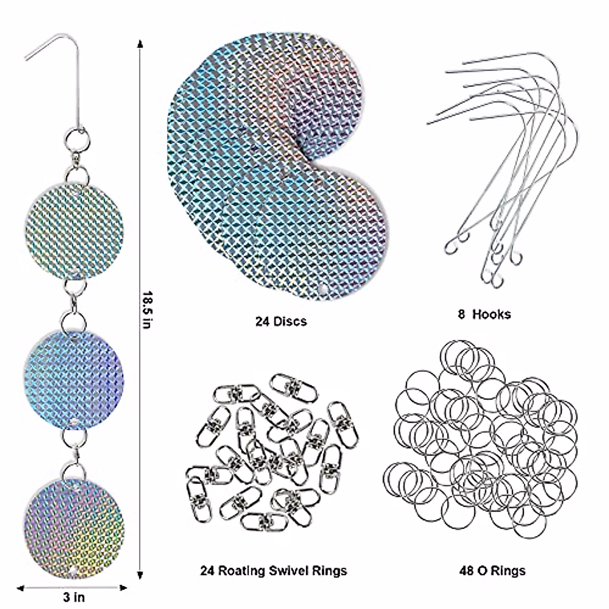 Mageloly 24 Pack Bird Reflective Disks, Woodpecker Deterrent Bird Repellent Devices Outdoor, Bird Deterrent Scare Discs
