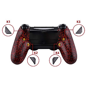 eXtremeRate Textured Red Dawn Programable Remap Kit for PS4 Controller with Upgrade Board & Redesigned Back Shell & 4 Back Buttons - Compatible with JDM-040/050/055 - Controller NOT Included
