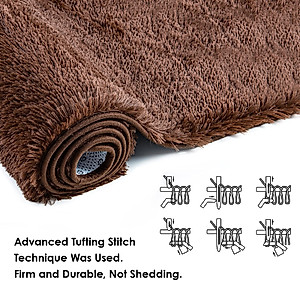 Ompaa Fluffy Area Rugs, Super Soft Shaggy Rug Fuzzy Long Fur Carpets for Bedroom Living Room Decor, 4 x 6 Feet Brown