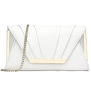 KKXIU Charming Pleated Satin Clutch Evening Purse and Handbag for Women Leather Crossbody Wedding Party Bridal Bag (Cream White)
