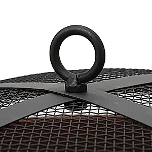 MoNiBloom 32" Wood Burning Fire Pits Horse Pattern Round Metal Firepit Burning Fireplace with Spark Screen Cover and Poker for Patio Backyard Picnic Garden, Red