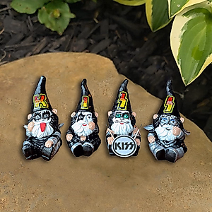 Liuh KISS Letters Painted Gnomes 4PCSSet Garden Figurines Art Decor 3.94 Dwarf Miniatures with Defferent Facial Expressions Outdoor Funny Gnome Accessories Table Ornaments Lovers Gifts 1 Set
