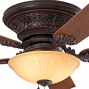 Harbor Breeze Lynstead 52-in Bronze LED Indoor Flush mount Ceiling Fan with Light Kit (5-Blade)