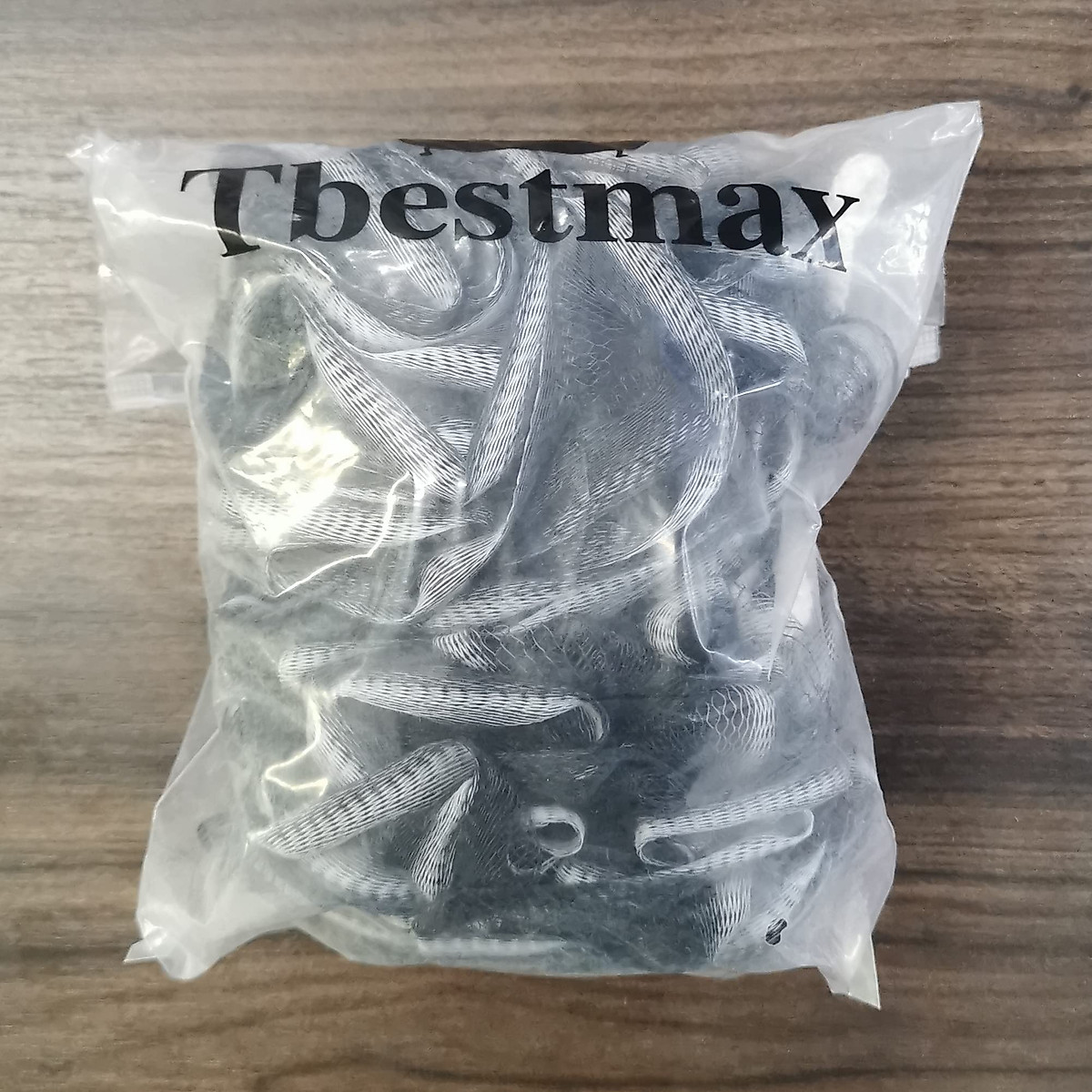 Tbestmax 75g XL Black Loofah Sponge for Exfoliating, Soft Shower Puff Bath Ball Body Scrubber Mesh Pouf 4 Set