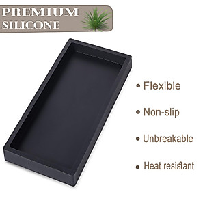 Black Bathroom Vanity Tray and Instant Dry Sink Caddy Kitchen Sponge Soap Holder Dispenser Organizer Stone Tray for Sink, Bathroom, Counter, Small, Foam,