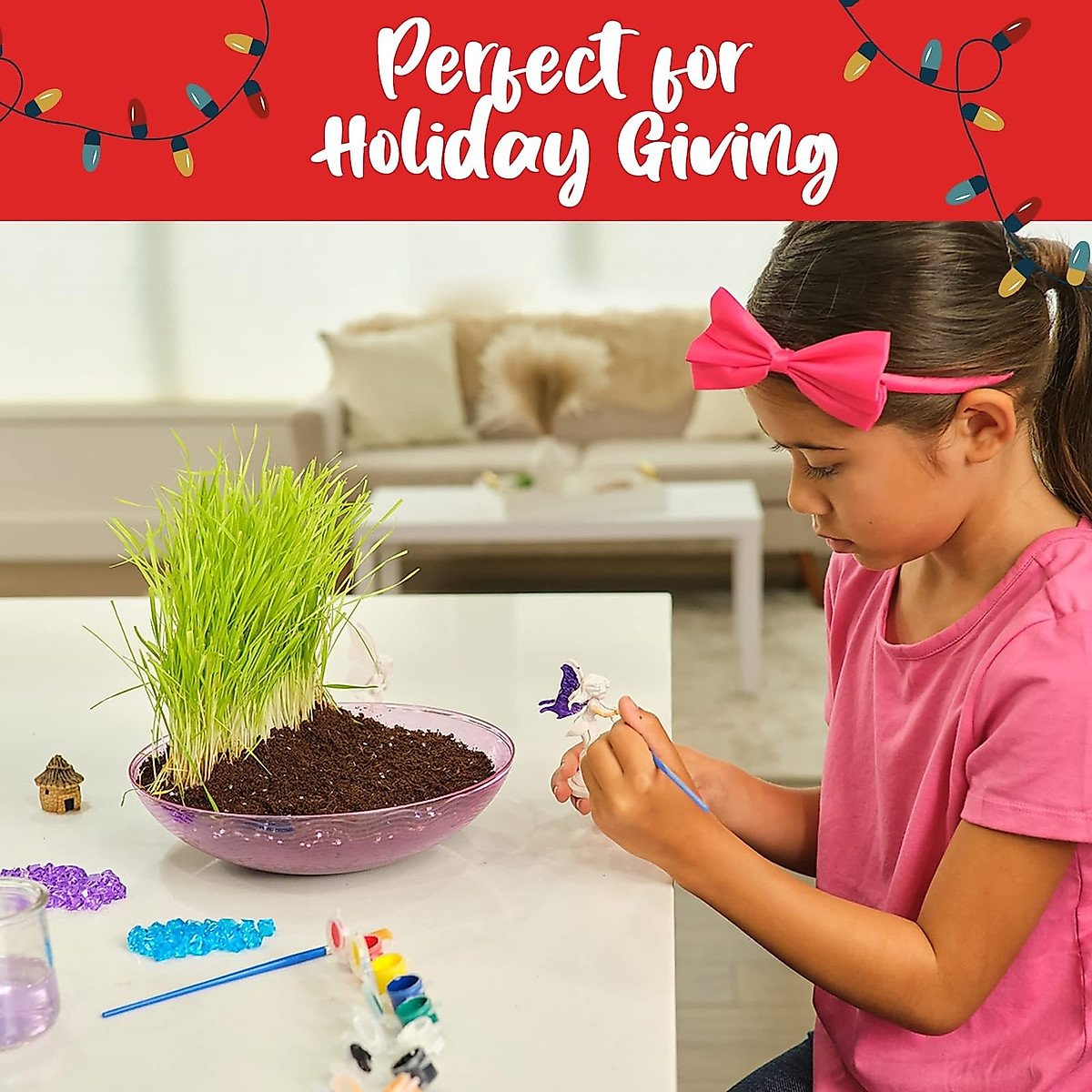 Bryte All-Inclusive Unicorn Fairy Garden Kit with LED Lights, Paint Set, Crystal Rock, Grow Your Own Garden & Play, Birthday Gift, DIY Science Kit, STEM Arts and Crafts Toys for Boys Girls Aged 4-12