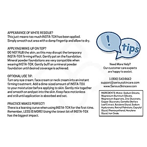 Serious Skincare Insta-TOX Instant Wrinkle Smoothing Serum - Tightens Skin - Facial Serum - Instant Line Filler - .75 oz. (1-Pack)