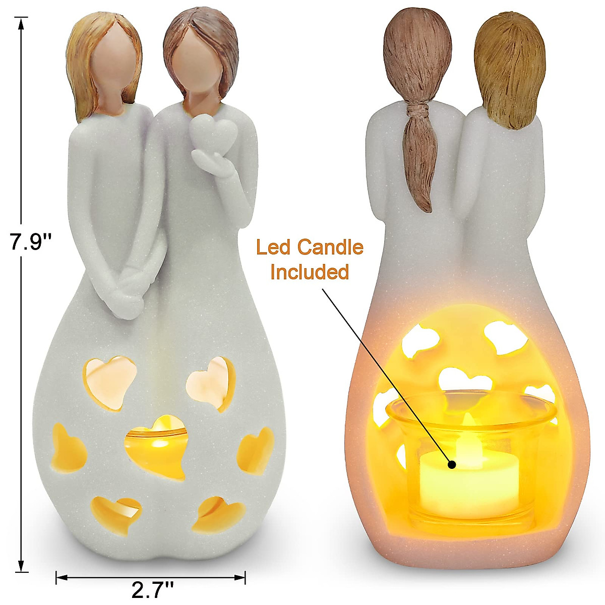 for Sister - Birthday Gifts from Sister, Best Friend Friendship Gifts for Women, Candle Holder W/Flickering Led Flameless Candle