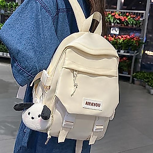 MIFJNF Mini Backpack Cute Mini Backpacks Cute Backpack Aesthetic Backpack Kawaii Backpack for School with Kawaii Accessories (White)