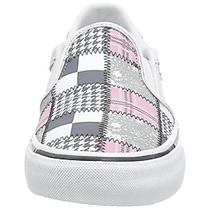 Vans Unisex Asher Canvas Low Platform Slip On Sneaker - Deluxe Patchwork Light Grey 9