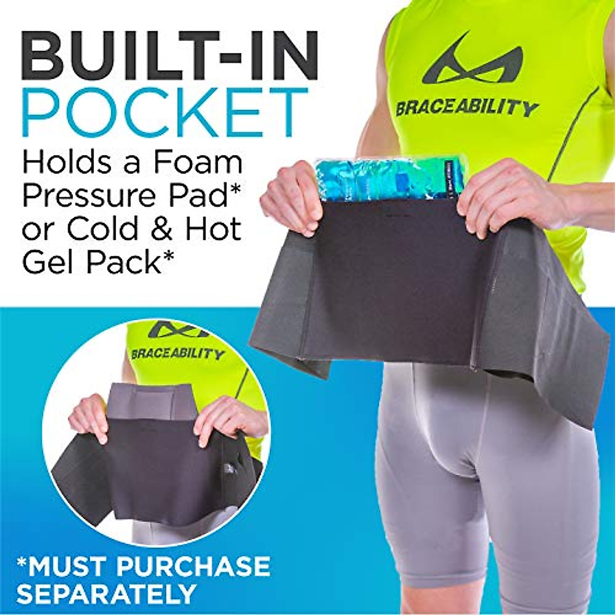 BraceAbility Elastic & Neoprene Compression Back Brace | Lumbar, Waist and Hip Support Belt for Sciatica Nerve Pain, Low Back Ache & Pain Relief while Sleeping, Working, Exercising, Walking (Large)
