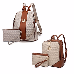 MKP Women Fashion Medium Backpack Purse (Beige and Beige)