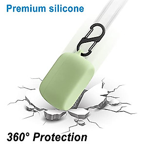 Geiomoo Silicone Case Compatible with Jabra Elite 2, Jabra Elite 3, Protective Cover with Carabiner (Luminous Green)