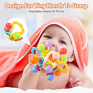 Utoo Sensory Teething Teether Toys for Babies,Teething Toys for Babies 0-6 Months,Teething Toys are Specifically Designed for Infants Aged 6-12 Months,Infant Toys for 0-3-6-12 Months