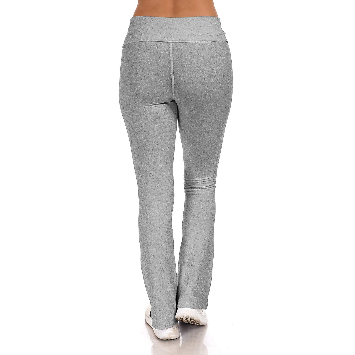 Simply Ravishing Cotton Fold Over Bootcut Yoga Pants (Size: XS-5X), Small, H. Grey