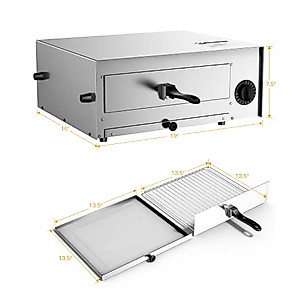 SIMOE Electric Pizza Oven, Indoor Pizza Maker up to 12", Stainless Steel Pizza Baker with Handle & Removable Tray, Pizza Baking Oven for Home with 30mins Timer