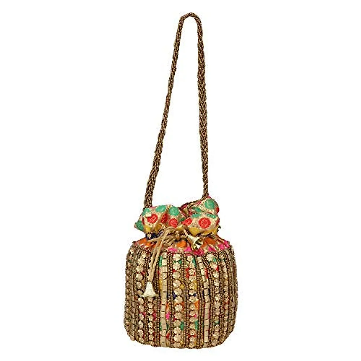 Traditional Satin Indian Jaipuriya Style Potli Bag for Women & Girls (Multi-1)