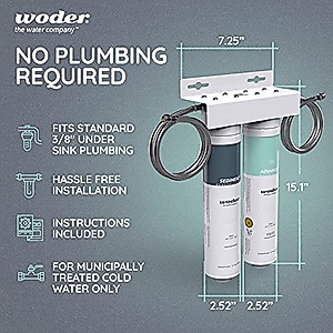 Woder WD-D-20M-ADV-DC Water Filtration System - Sediment Filter and Advanced Water Filter. Under-Sink Water Purifier. Removes Sediments, Sand, Scale, Chlorine, Lead, Contaminants and Odors - USA Made
