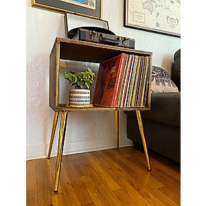 Table for Record Player Stand Cabinet MCM Mid Century Modern Metal Golden Legs Active Restock requests: 0