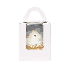 Cupcake Boxes Individual 60pcs Cupcake Holders Disposable White Single Cupcake Boxes with Window 3.6*3.6*4.3inch Cupcake Containers Qiqee