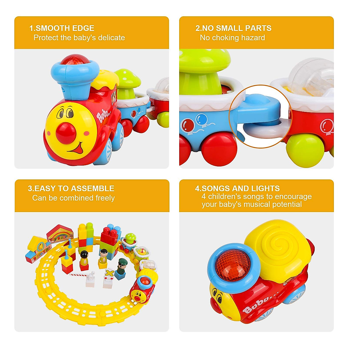 DeXop Baby Toys Train Set-Musical Electric Train with Tracks Building Blocks-Toddler Train Educational Preschool Learning Gift for 12 18 Month 1 2 3 4 5 Year Old Boys Girls-Cars Toy for Kids Birthday