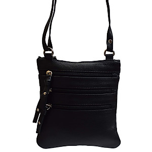 Women's Purse Crossbody Handbag Premium Genuine Leather Shoulder Bag Luxury Gift for Ladies (Black)