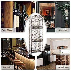 HOMCOM 45 Bottle Wrought Iron Wine Rack Jail with Lock - Antique Bronze