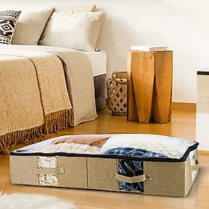 Underbed Storage Container / Closet Organizer/ Storage Bins For Underbed Storage or Bedroom Organization | 4 Handles & 4 Windows | 2 Pack |