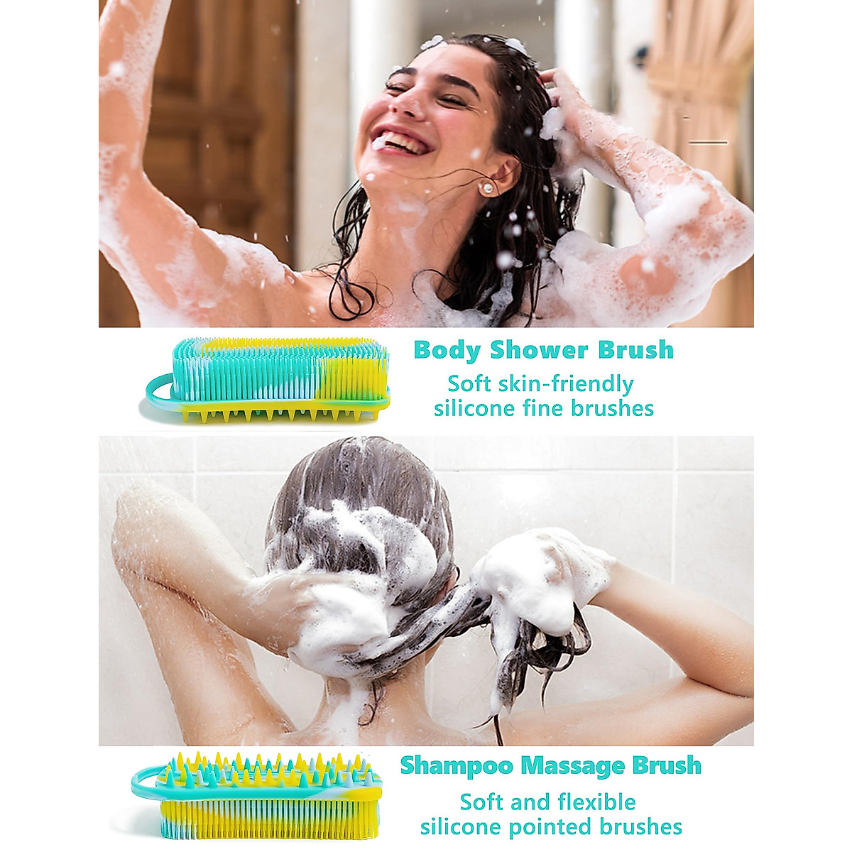 Silicone Exfoliating Body Scrubber Loofah Silicone Scalp Massager Shampoo Brush Soft Body Scrubbers for Use in Shower Lathers Well Easy to Clean 2 in 1 BSROLUNA (1 Pack Camouflage Green)